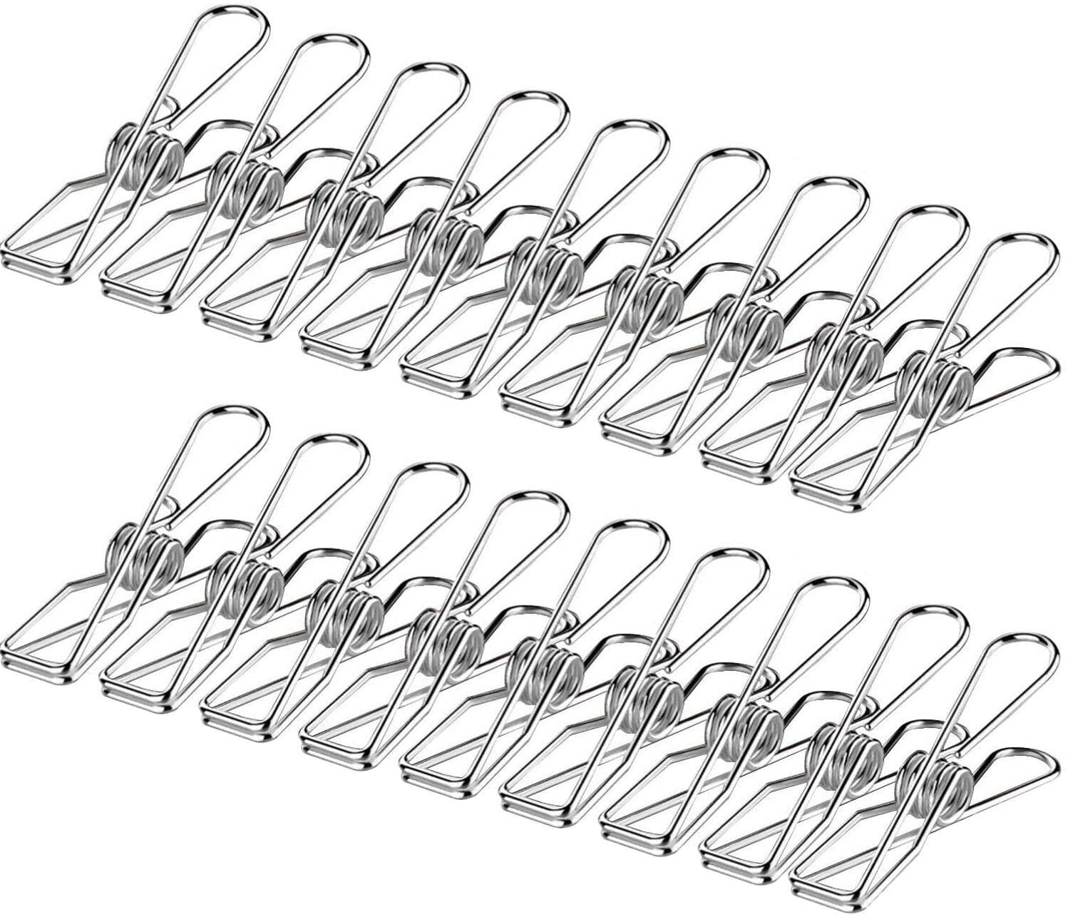 100 Pack Laundry Clothes Pins, Stainless Steel Clothesline Clips for ...