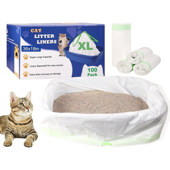 100 Pack Litter Bags - 3MIL Extra Thick Heavy Duty Litter Box Liners ...