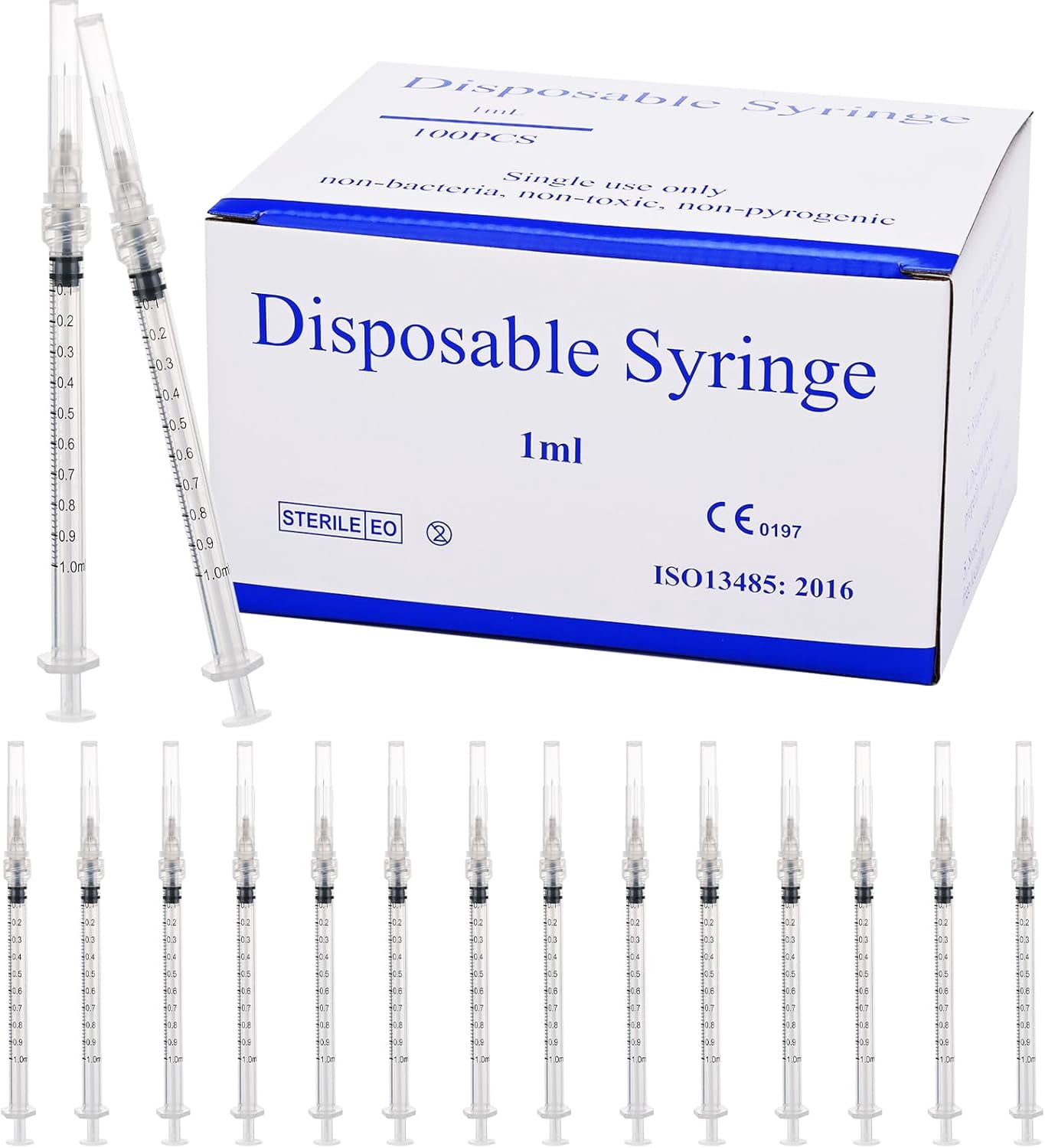 100 Pack Luer Lock 1ml 27Ga 1/2" Disposable Dispensing Lab Syringes ...