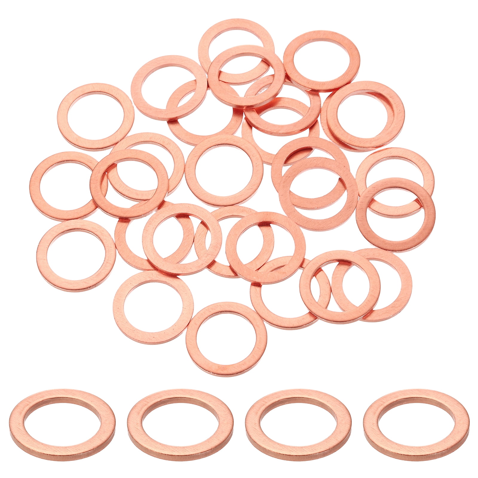 100 Pack M14 Flat Washer Copper Washer Sealing Rings, 14mm ID 20mm OD 1 ...