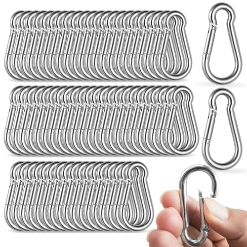 100 Pack M5 Heavy Duty Spring Snap Hook Carabiner – Galvanized Steel ...