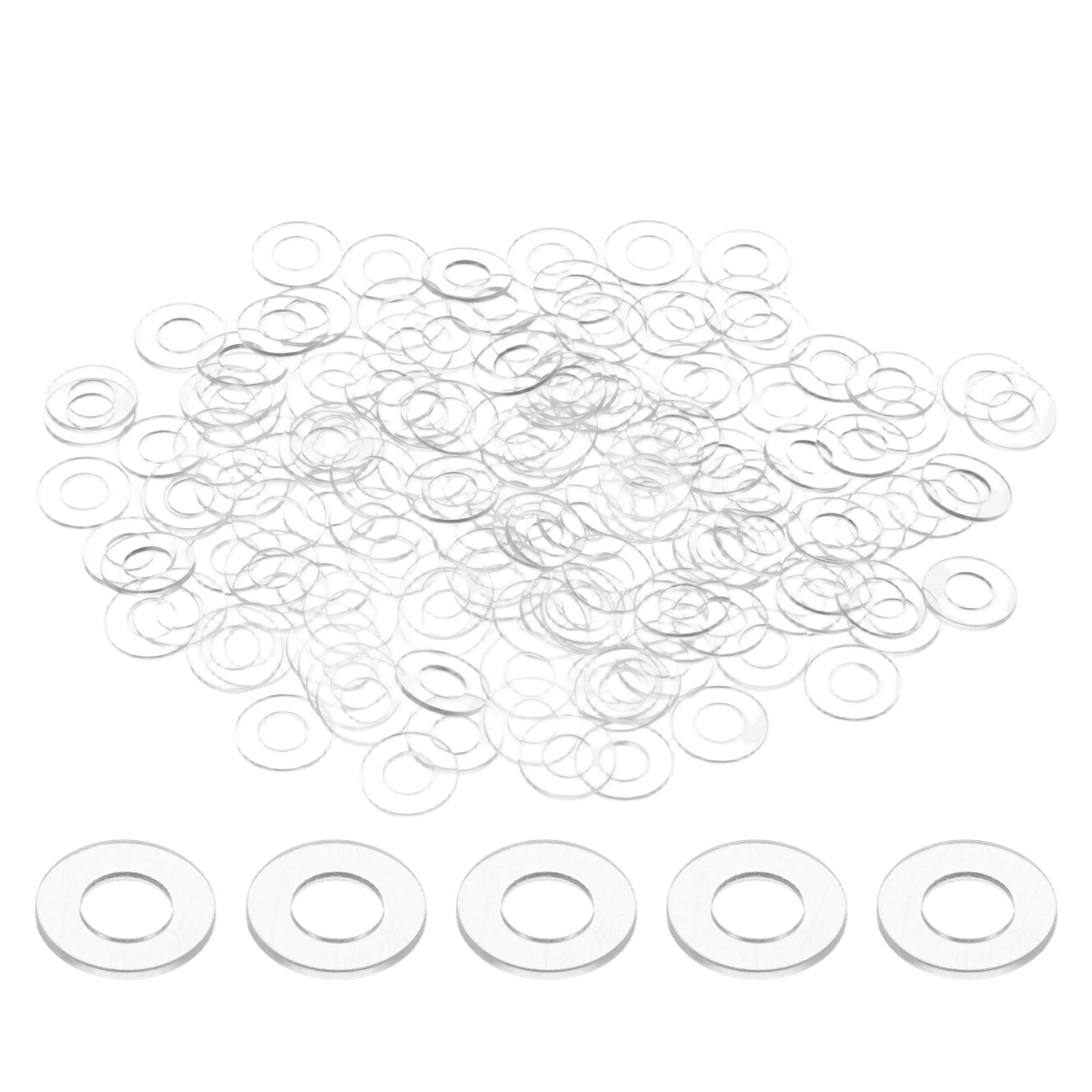 100-Pack M6 Flat Washers, 6mm ID 12mm OD 1mm Thick Clear Plain Plastic ...