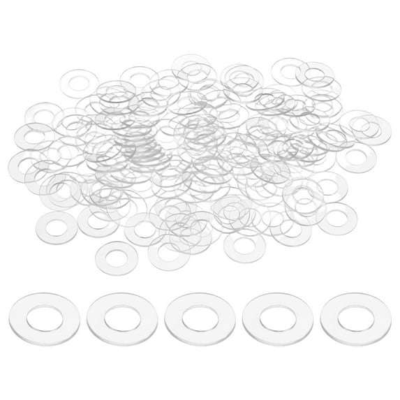 100-Pack M8 PVC Flat Washers, 8mm ID 16mm OD 1mm Thick Clear Plain ...