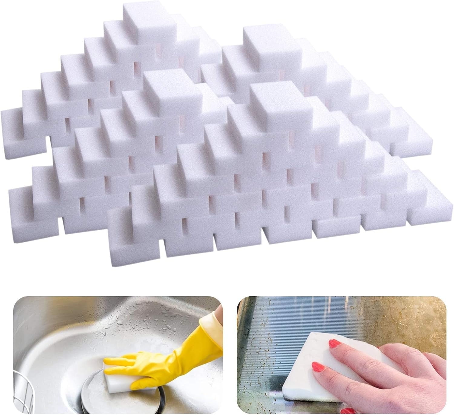 100 Pack Magic Sponge Eraser Extra Thick and Long Lasting Melamine ...