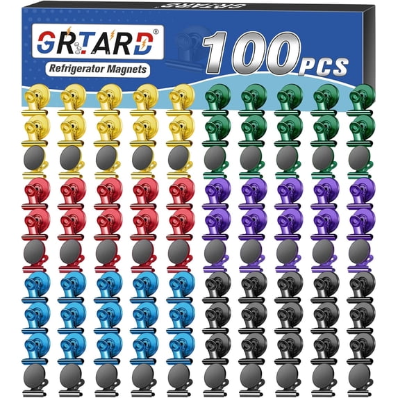 100 Pack Magnetic Clips, Mixed Color Magnet Clips for Fridge, Strong ...