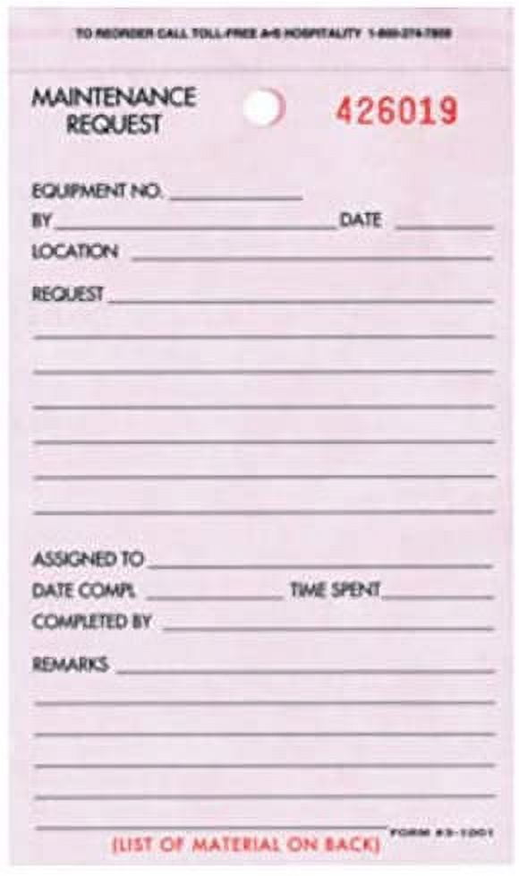 100 Pack Maintenance Request - White - Triplicate - Walmart.com