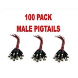 100 Pack Male Red Black DC Power Pigtails Adapter CCTV DVR Camera Lead ...