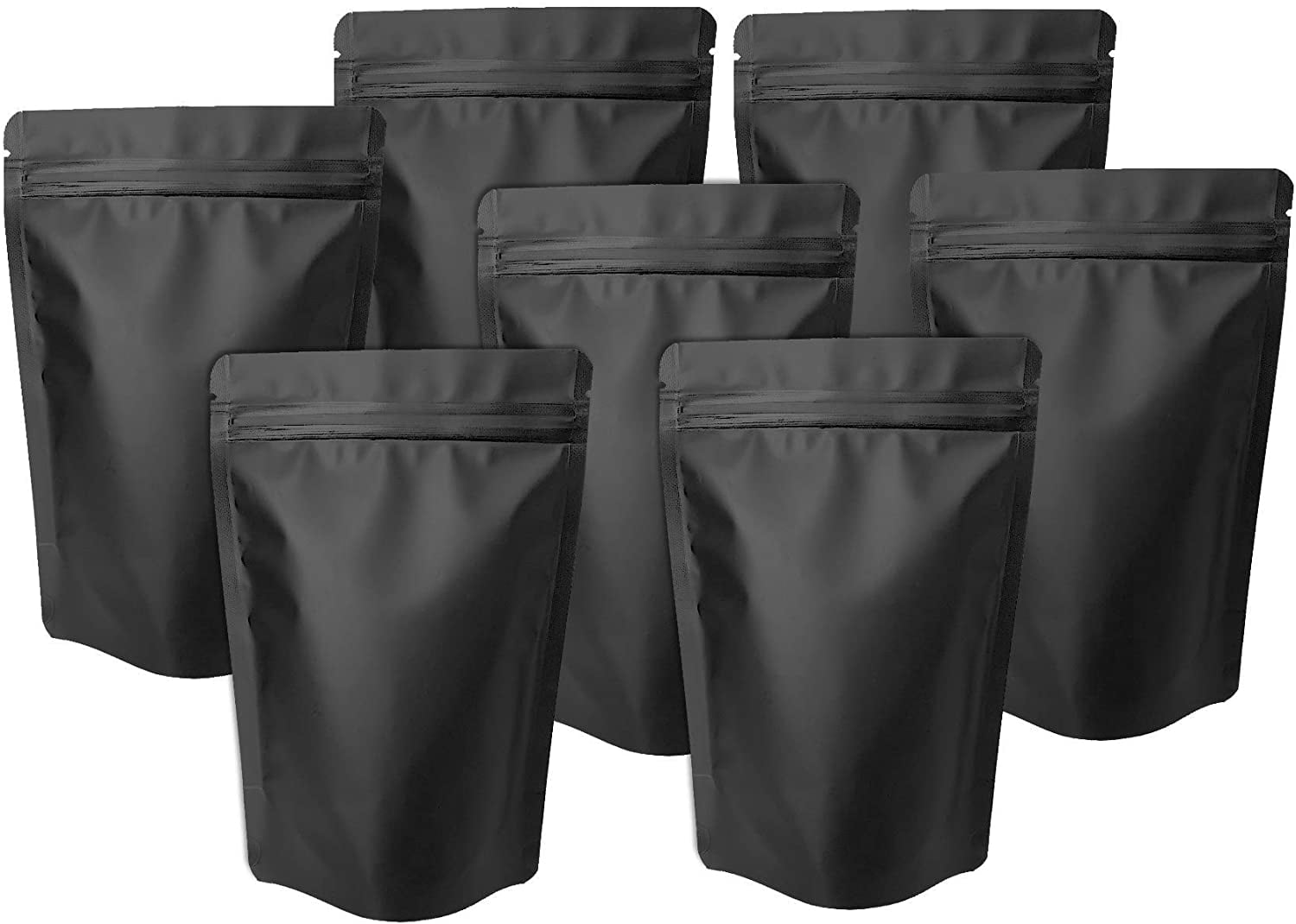 100 Pack Matte Black Mylar Stand Up Bags - 5.5x7.8 Inches Smell Proof ...