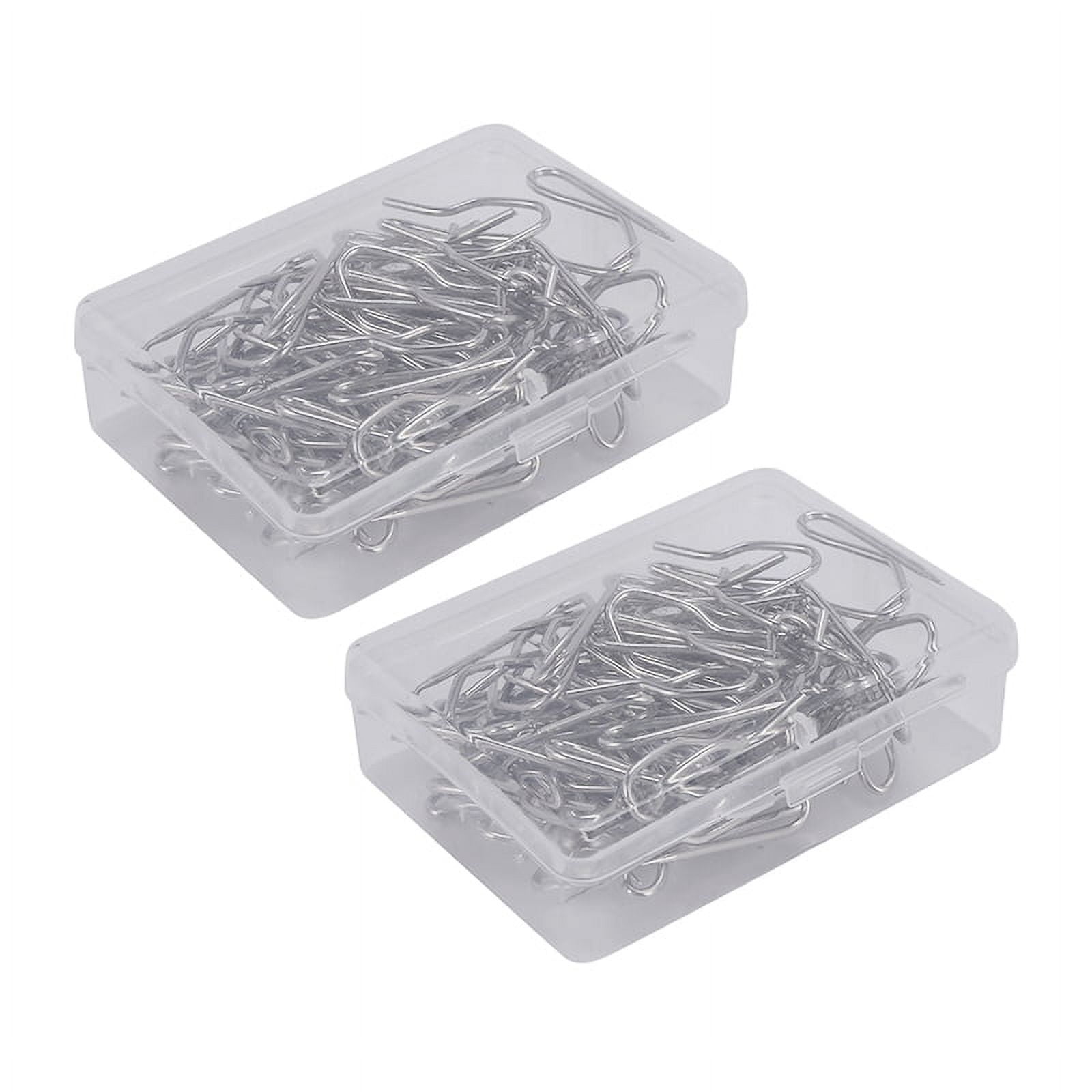 100 Pack Metal Curtain Hooks Drapery Hook Pins with Clear Box for ...