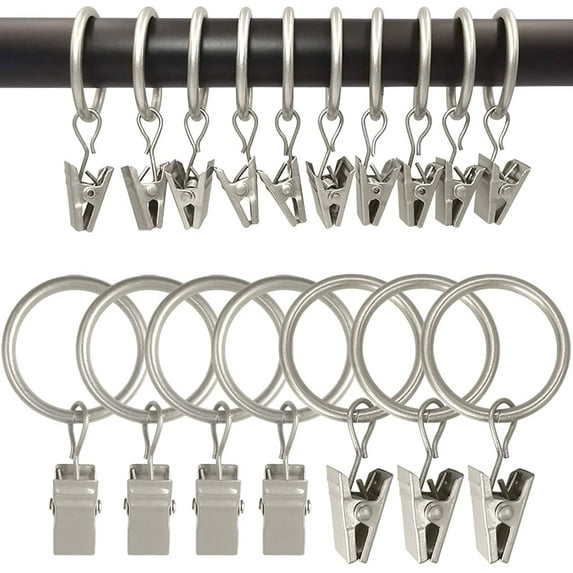 100 Pack Metal Curtain Rings with Clips, Curtain Hangers Clips, Drapery ...