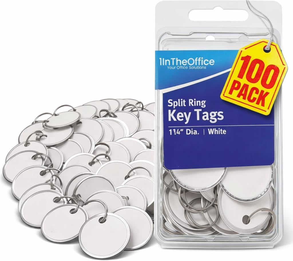 100 Pack Metal Key Tags with Split Ring and White Card Labels - Walmart.com