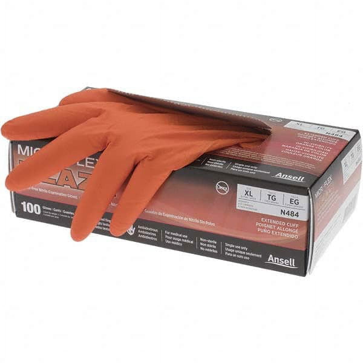 100 Pack Microflex N484 Disposable Gloves, Size X-Large, 5.1 mil ...