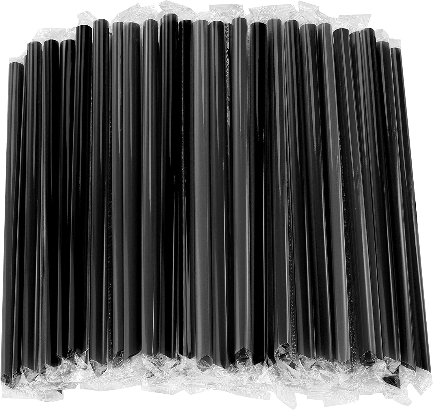 100 Pack Milkshake Plastic Straws, Black Colors Jumbo Smoothie Straws ...