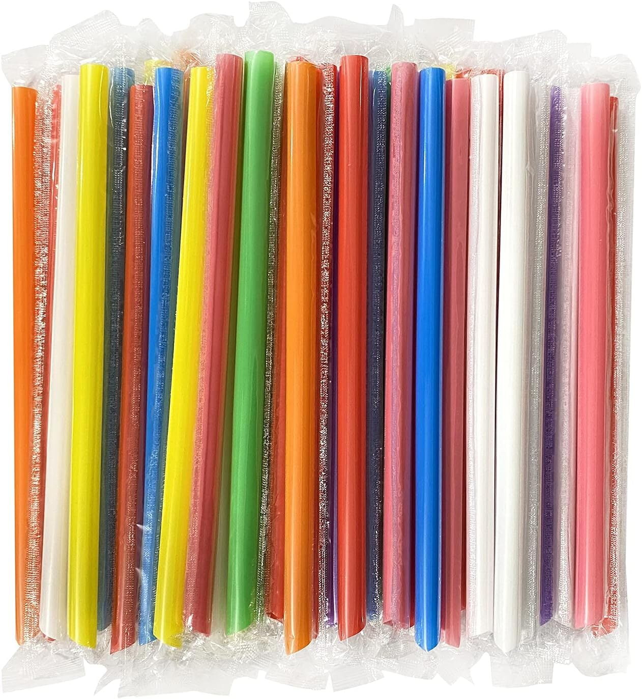100 Pack Milkshake Plastic Straws, Multi Colors Jumbo Smoothie Straws ...