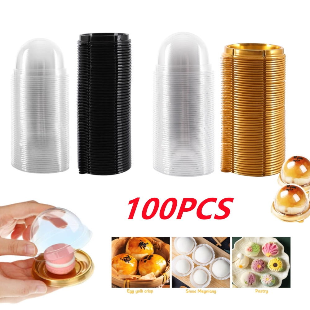 100 Pack Mini Bundt Cake Containers, Clear Plastic Small Cake Boxes ...