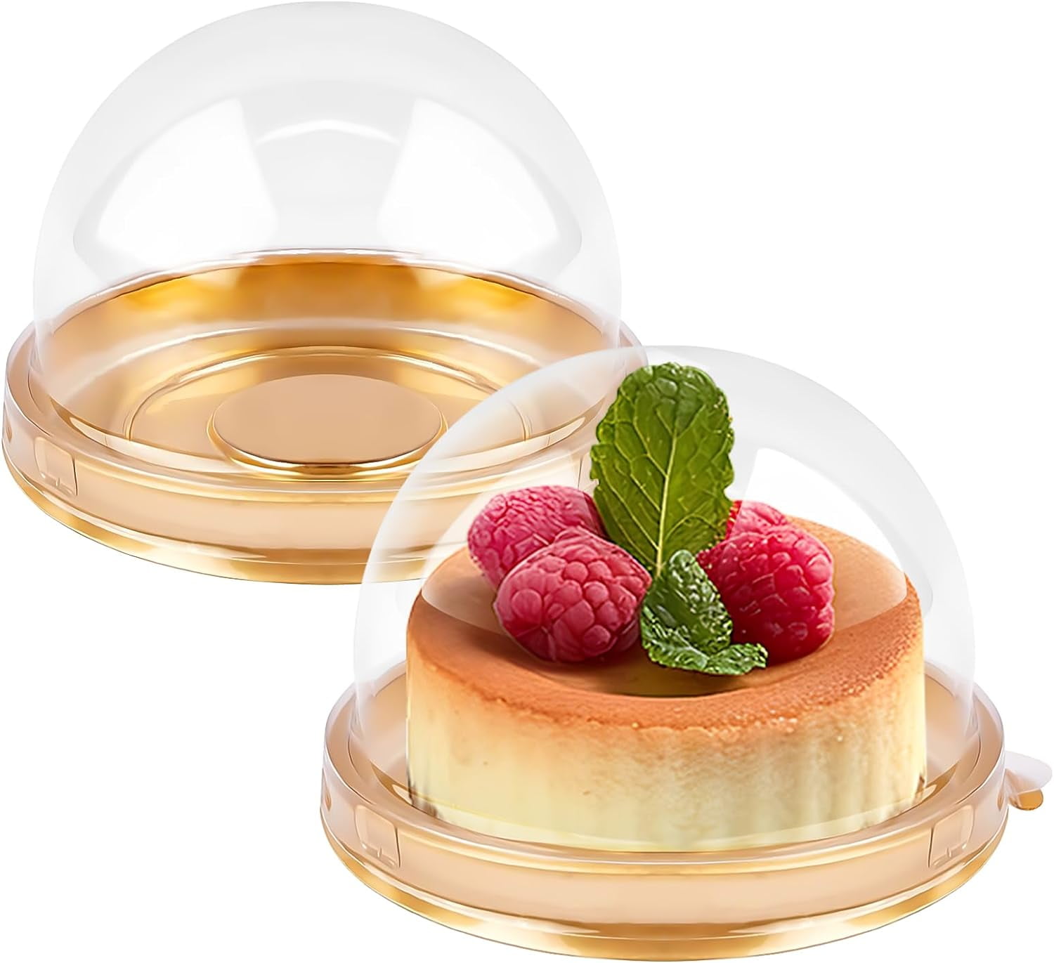 100 Pack Mini Cake Containers, Clear Plastic Small Cupcake Boxes with ...