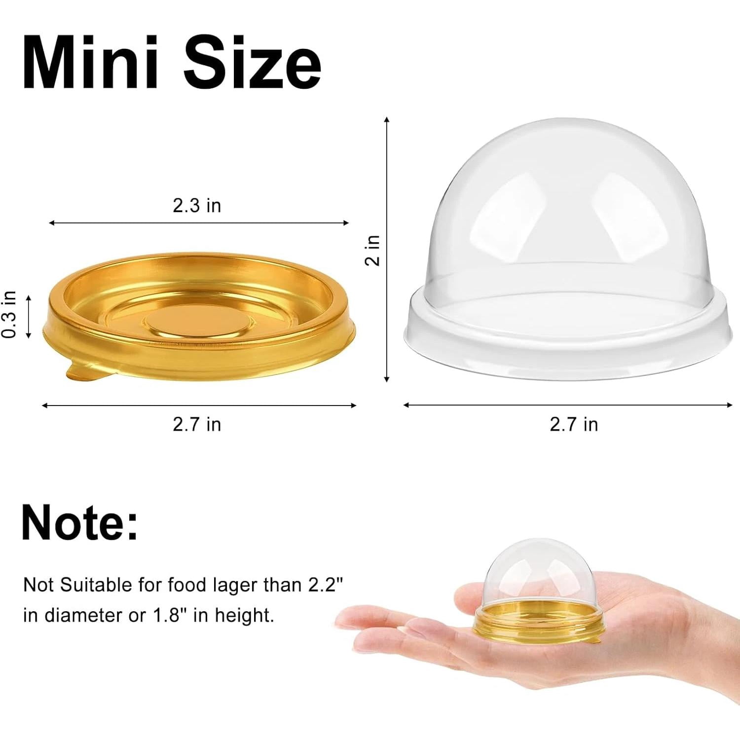 100 Pack Mini Cake Containers, Clear Plastic Small Cupcake Boxes with ...