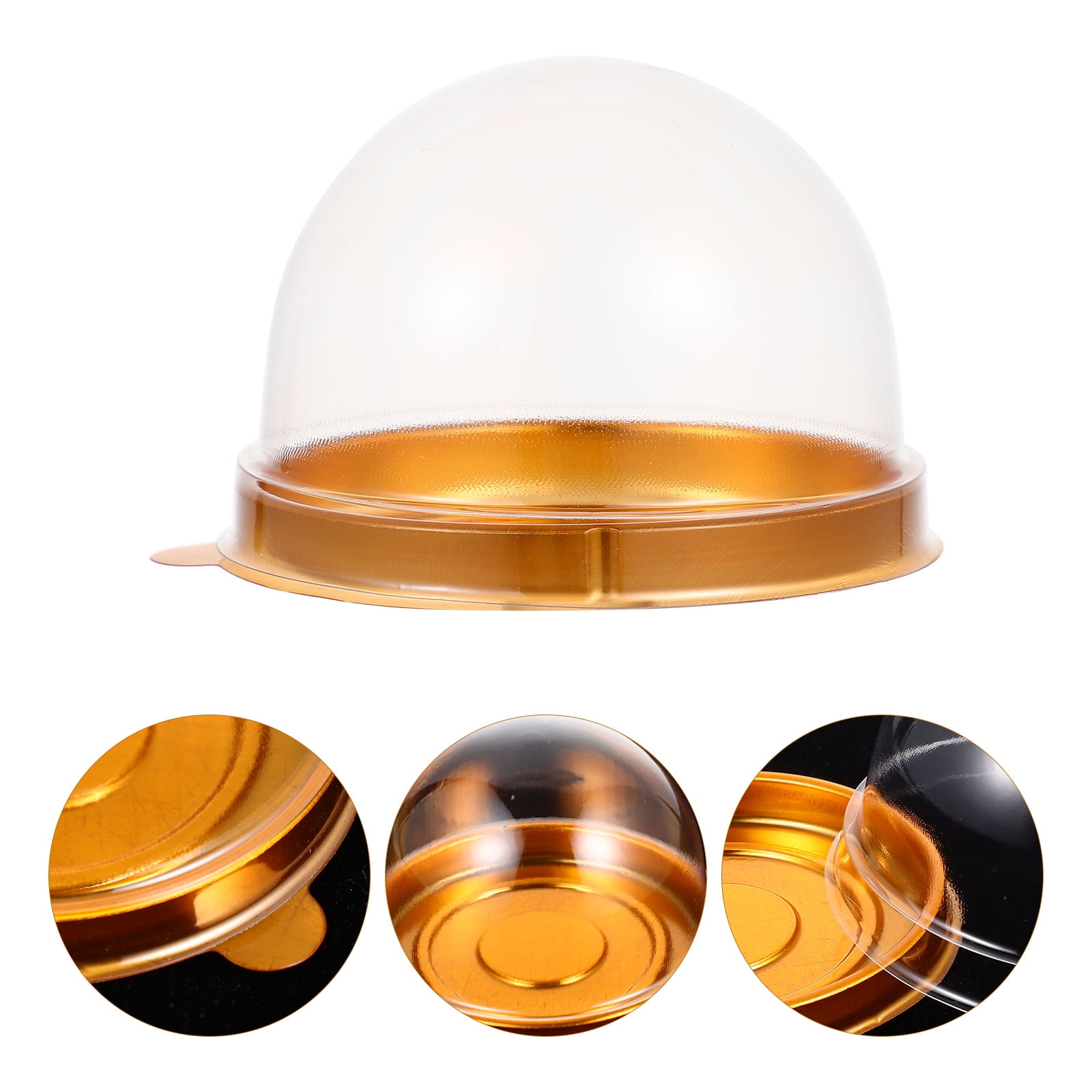 Healifty 100Pack Small Cake Box Plastic Golden re Base With Dome Lid ...
