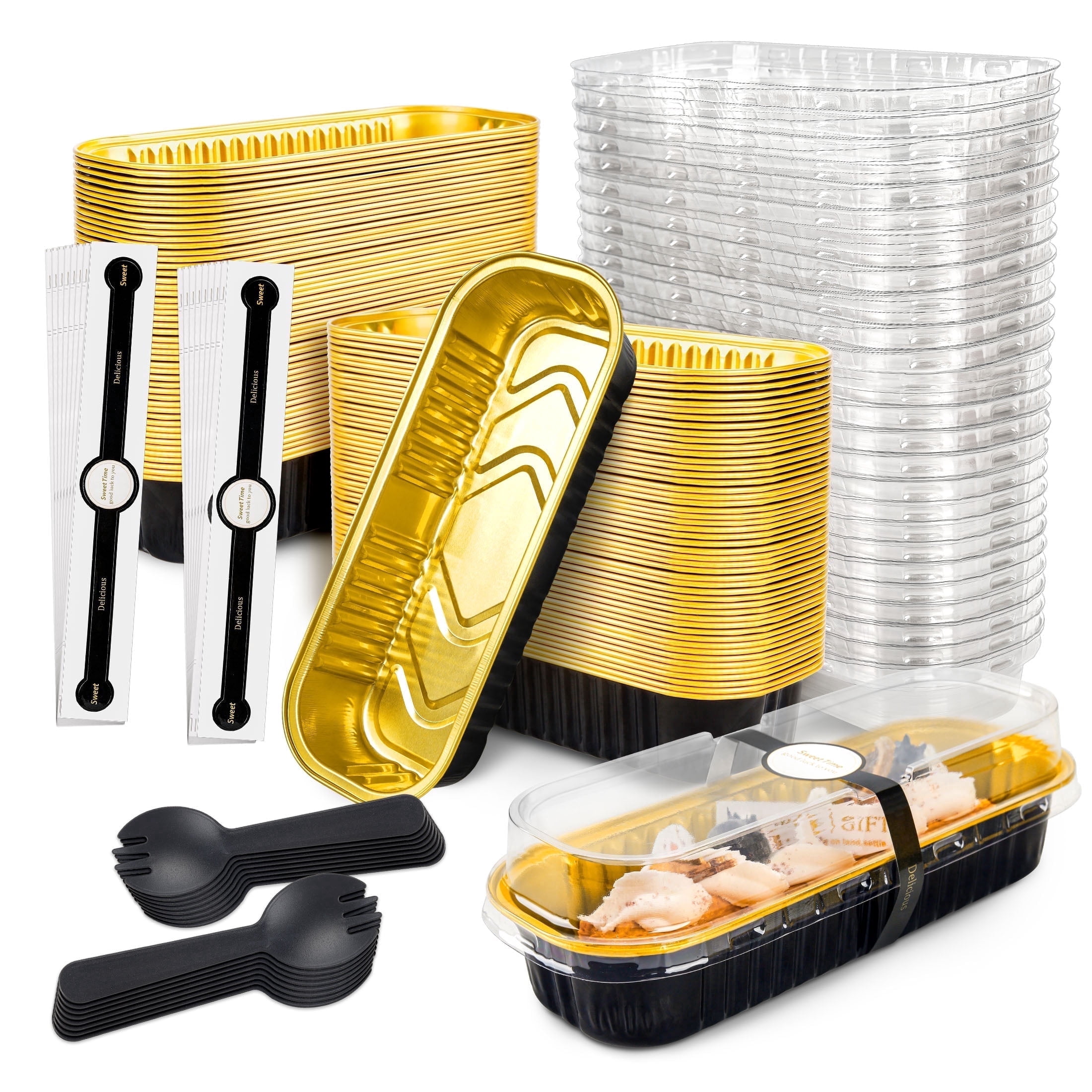 100 Pack Mini Cheesecake Pans, 6.8oz Rectangular Aluminum Foil Baking ...