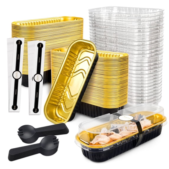 100 Pack Mini Cheesecake Pans, 6.8oz Rectangular Aluminum Foil Baking ...