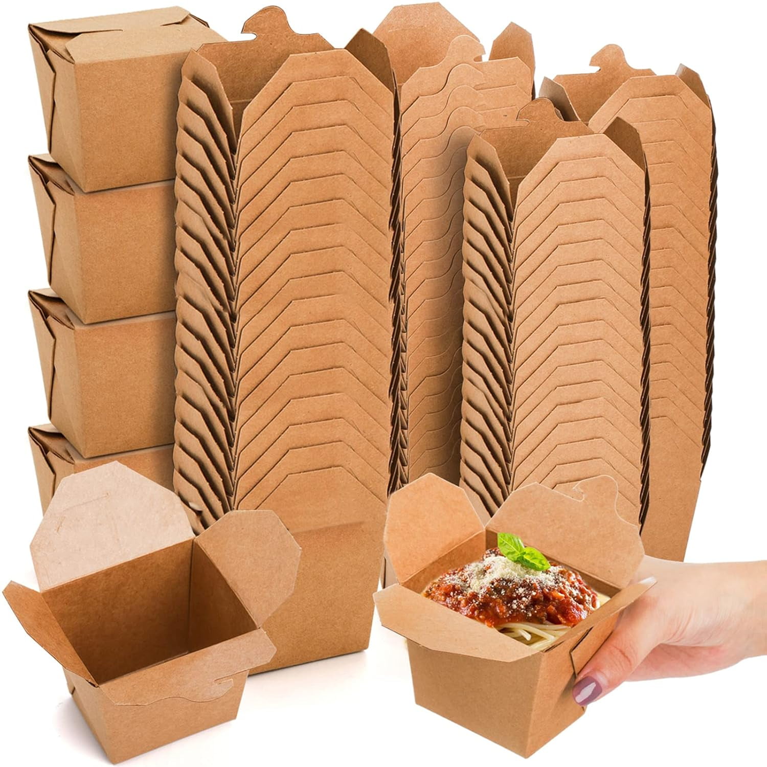 100 Pack Mini Chinese Take Out Boxes, 8 OZ Kraft Paperboard Food ...