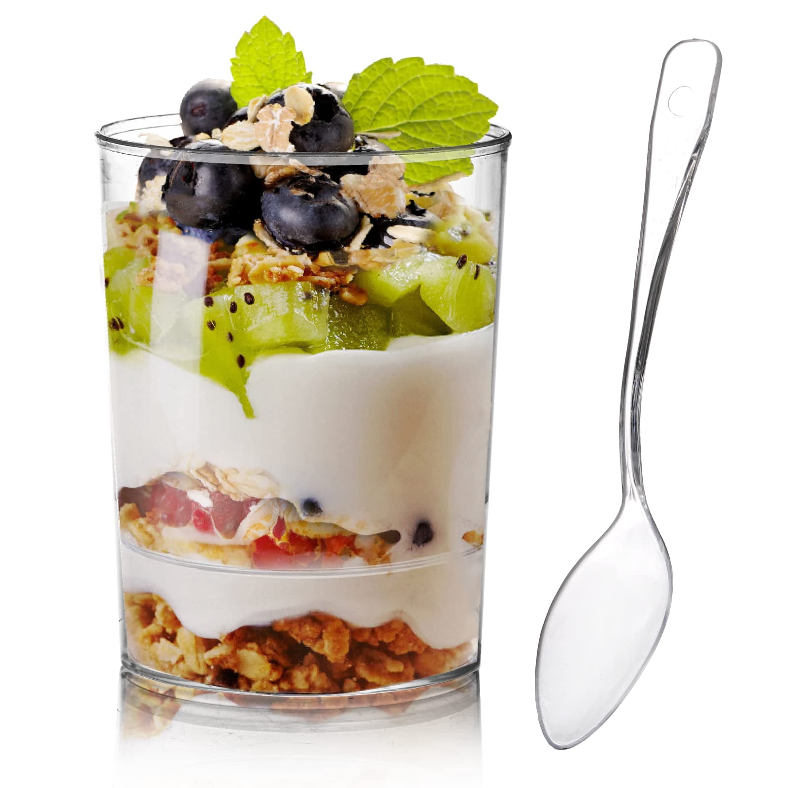 100 Pack Mini Dessert Cups With Spoons, 3 Oz Round Shot Cups Plastic ...