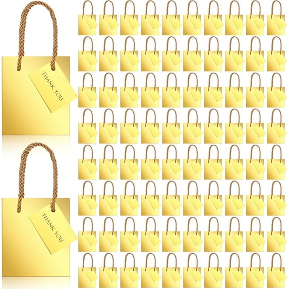 100 Pack Mini Gift Bags Bulk, 4 x 2.75 x 4.5 Inches Paper Bags with ...