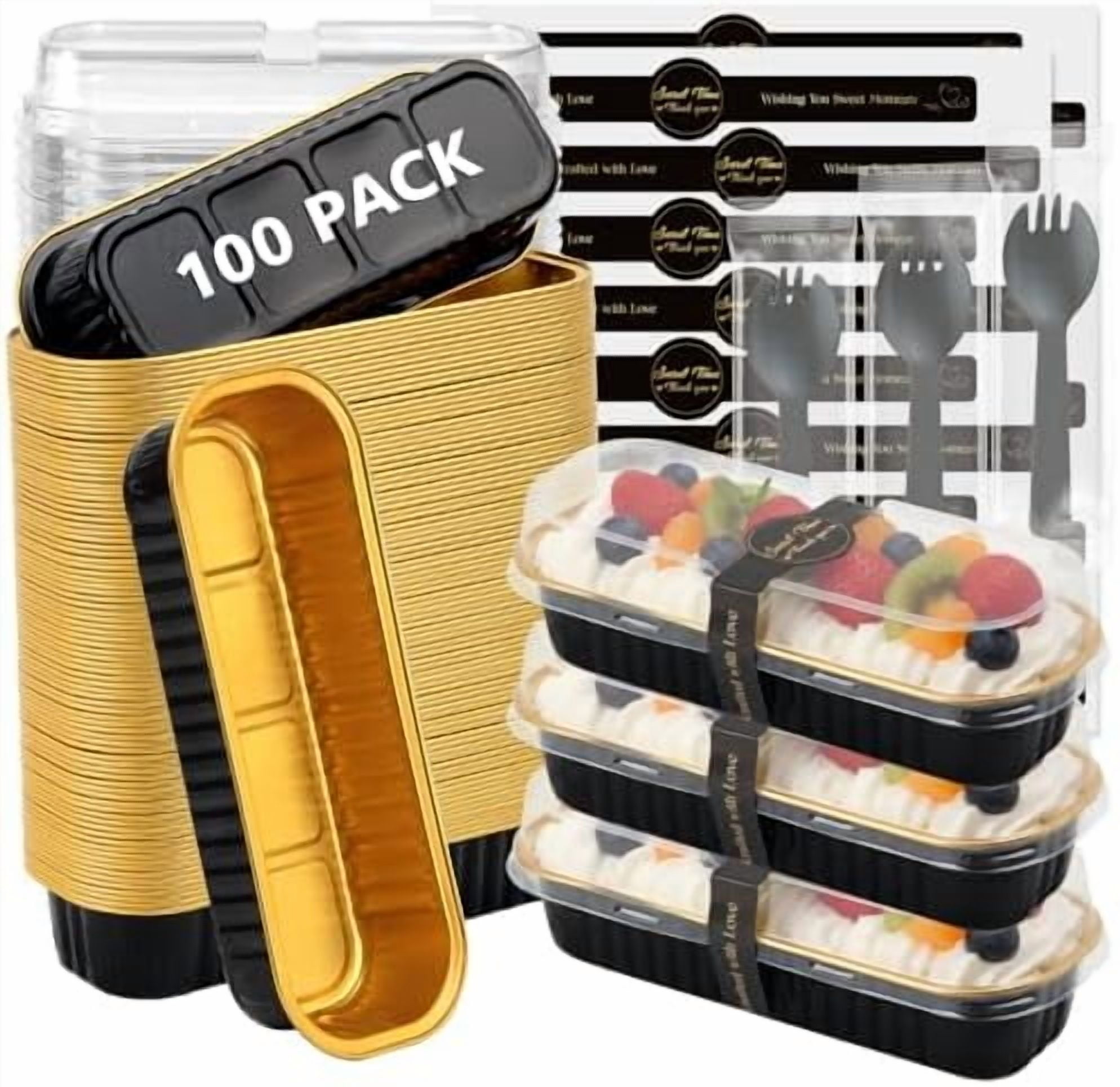 100 Pack Mini Loaf Pan Mini Loaf Baking Pans with Lids and Spoons ...