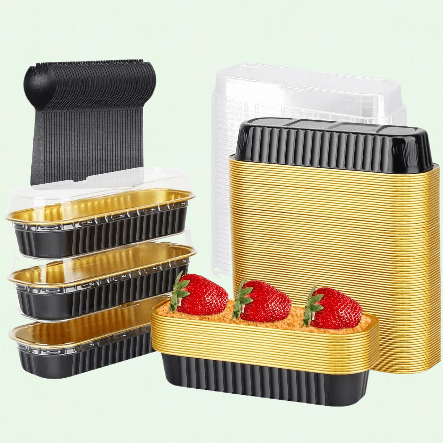 100 Pack Mini Loaf Pans with Lids, 6.8oz Aluminum Foil Baking Cups for ...