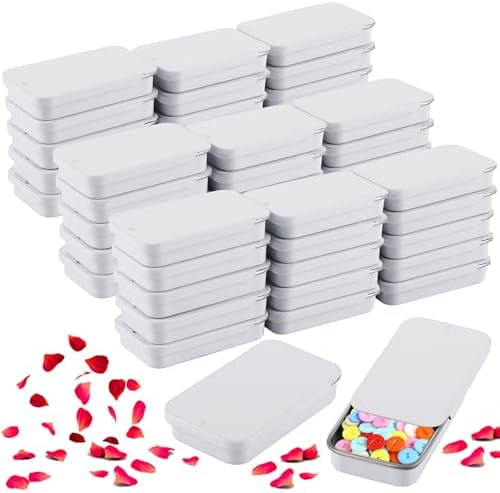 100 Pack Mini Tin Box Small Tin Containers with Slide Top Lids, Empty ...
