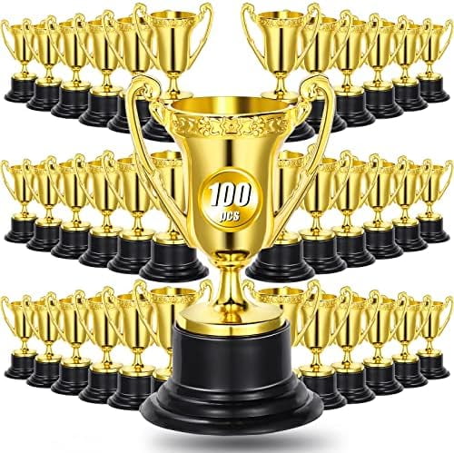 100 Pack Mini Trophies Gold Award Trophy Cups Bulk 3.4 Inch Plastic ...