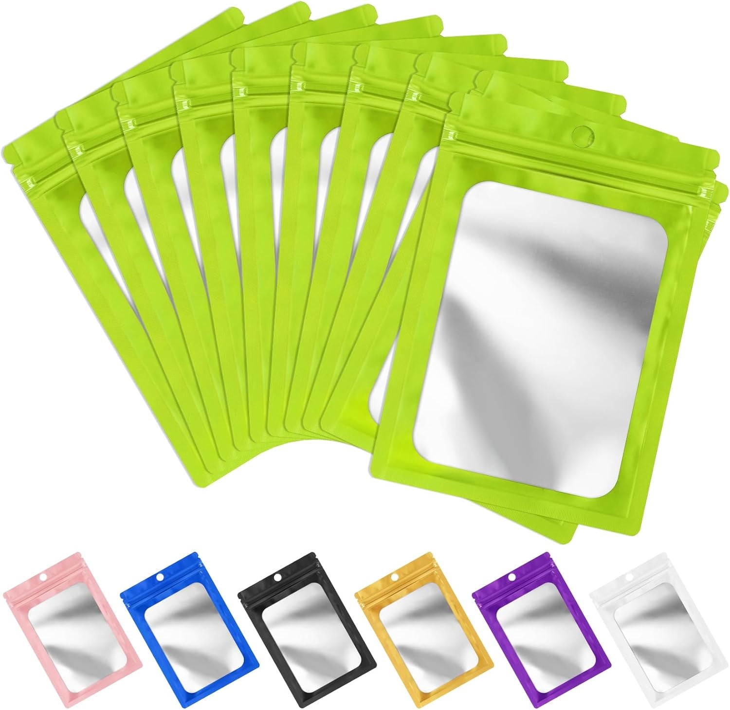 100 Pack Mylar Resealable Foil Bags with Clear Window, Smell Proof ...