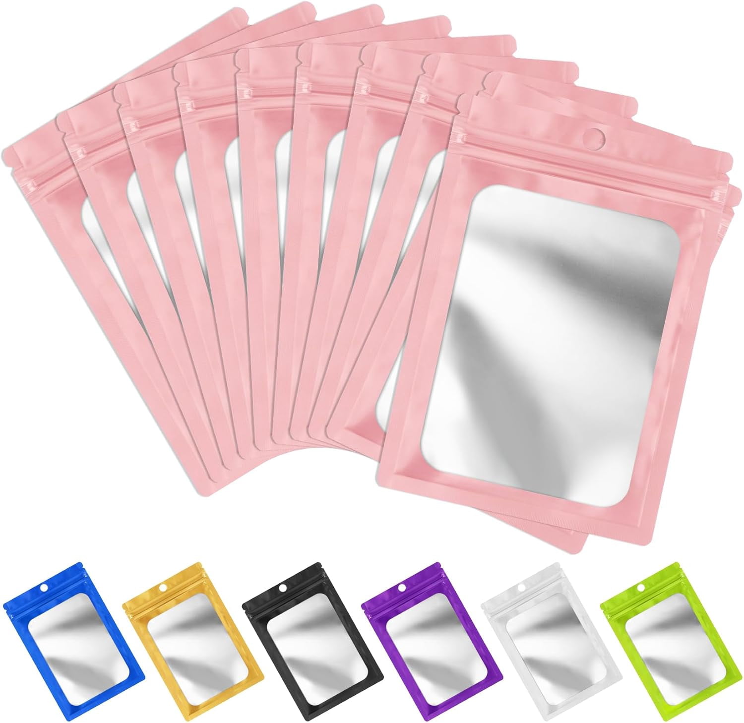 100 Pack Mylar Resealable Foil Bags with Clear Window, Smell Proof ...
