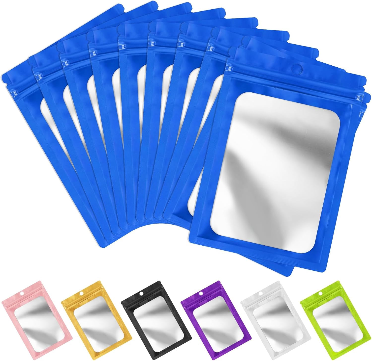 100 Pack Mylar Resealable Foil Bags with Clear Window, Zipper Food ...