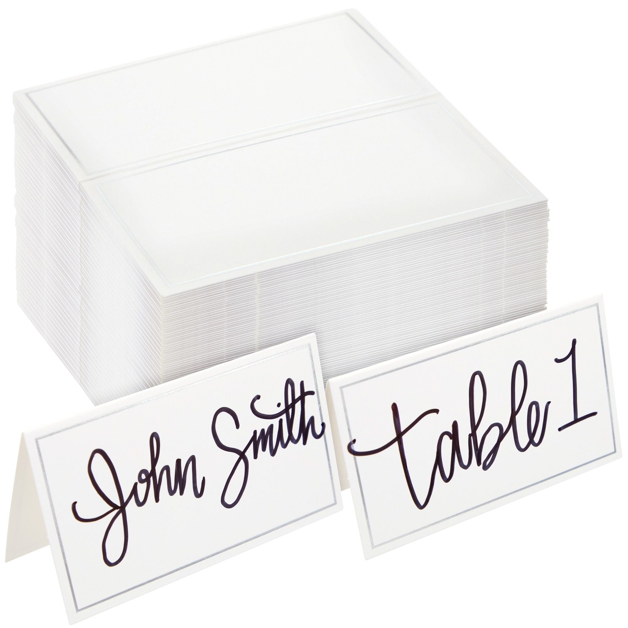 100 Pack Name Cards For Table Setting Tent Place Cards With Silver 100 Pack Name Cards For Table Setting Tent Place Cards With Silver