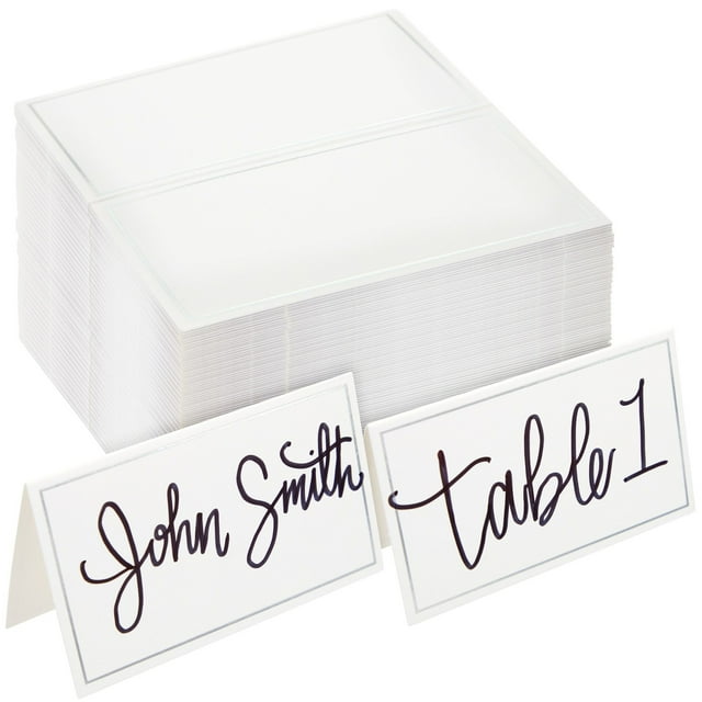 100 Pack Dinner Name Cards - Silver Foil, for Table Setting, Weddings ...