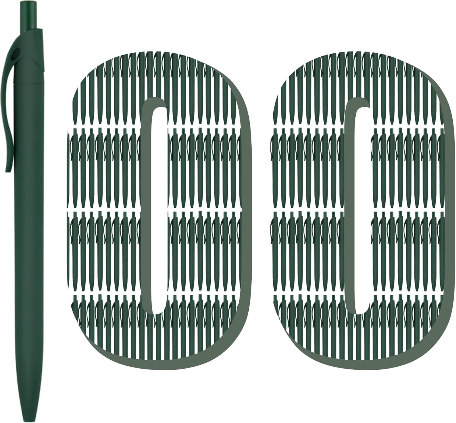 100 Pack No Bleed Green Barrel Click Pens, Wholesale Retractable ...