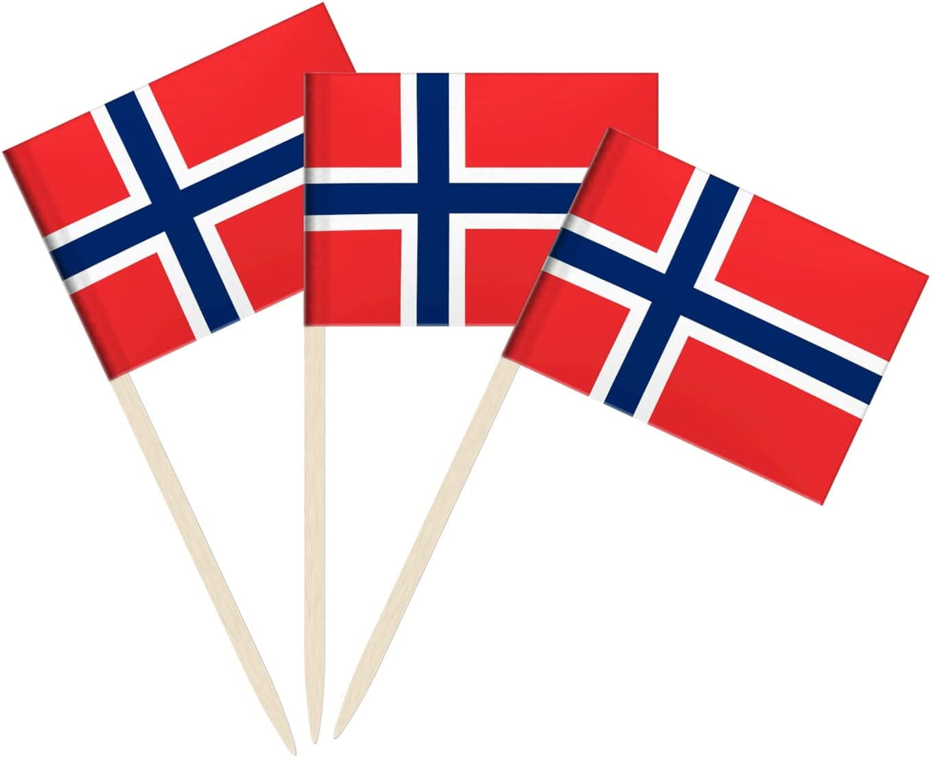 100 Pack Norway Flag Norwegian Toothpick Flags, Cocktail Picks Mini ...