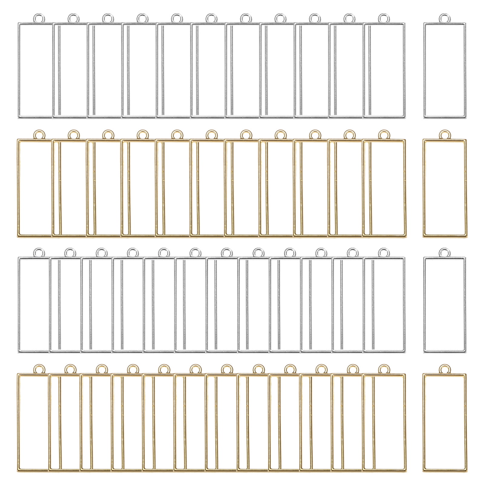 100-Pack Open Bezels for Resin, Rectangle Open Back Bezel Pendants for ...