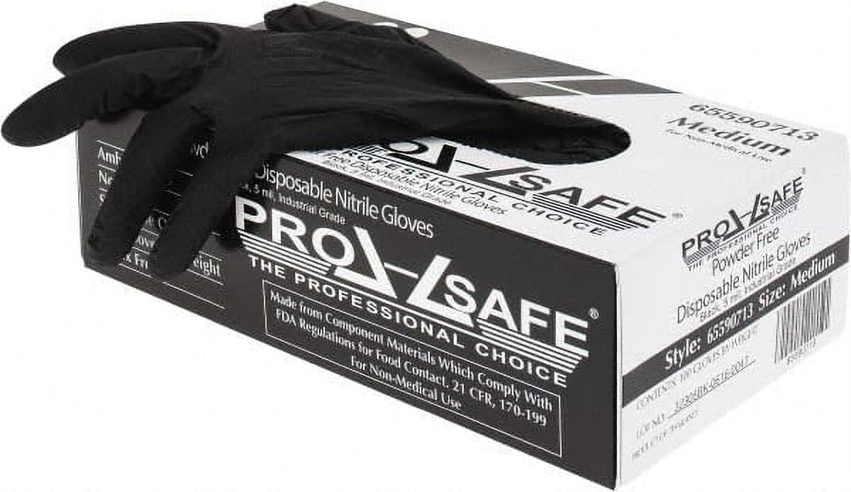PRO-SAFE Latex Free, Nitrile Disposable Gloves, Medium, Black, 100 ...