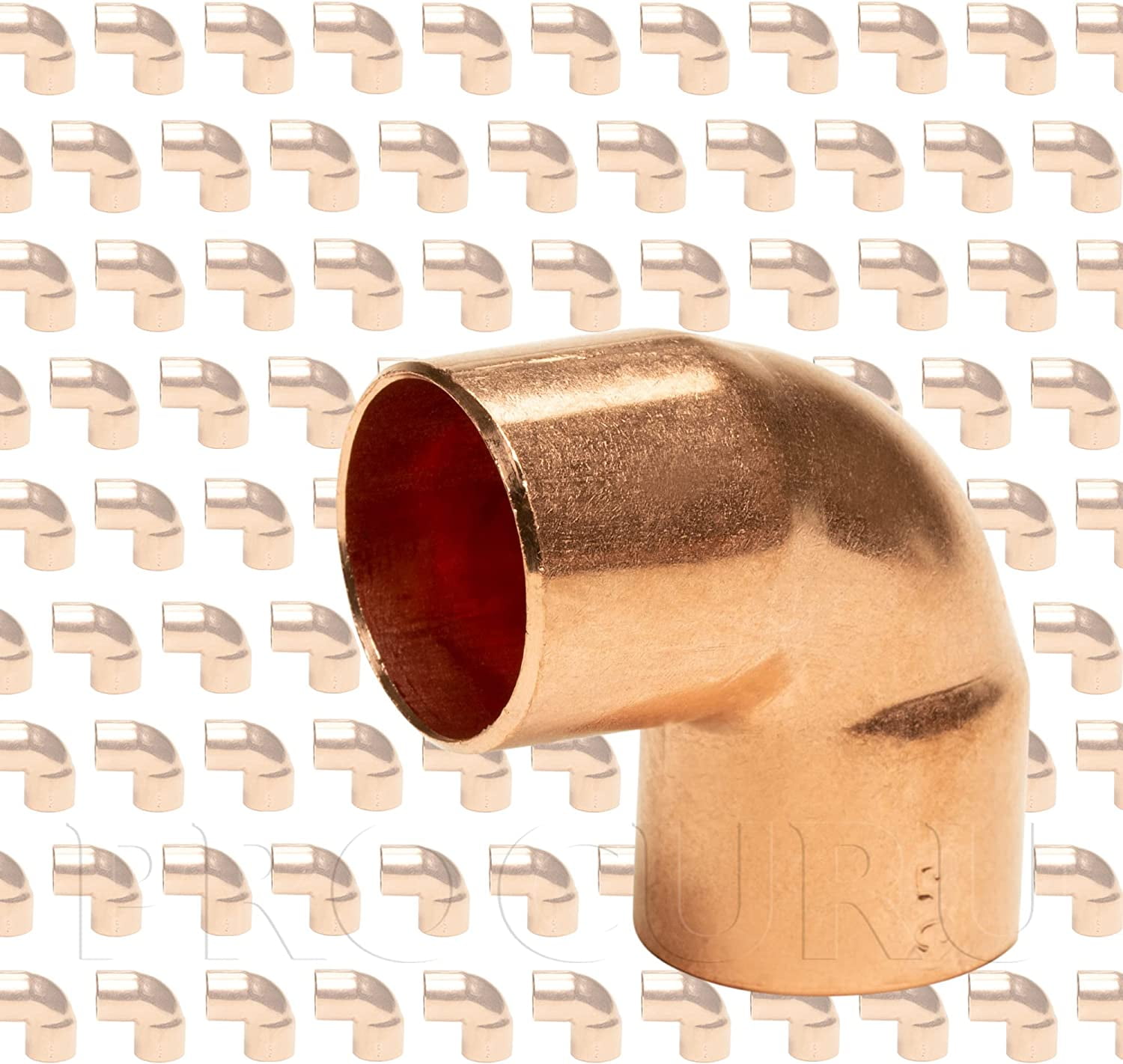 [100-Pack] PROCURU Wholesale Copper 1/2" 90-Degree Elbow, CxC Sweat Connection, for 1/2" Copper ...