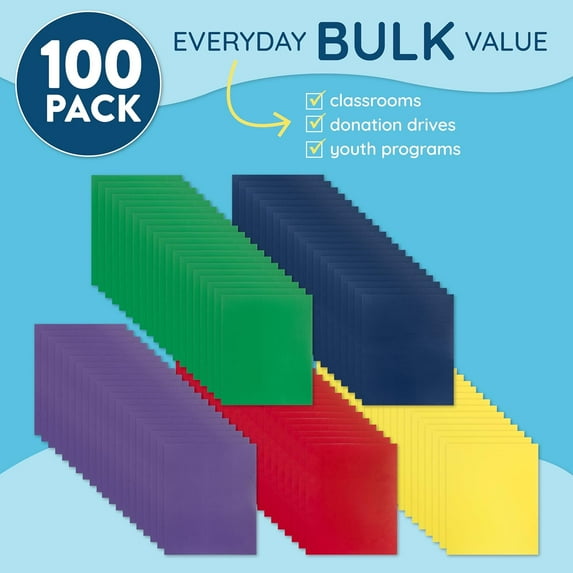 100 Pack Paper 2 Pocket Folders Bulk - Walmart.com