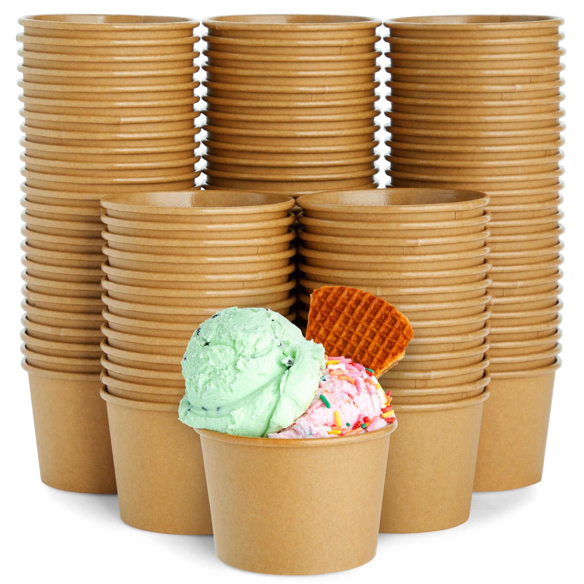 100-Pack Disposable Paper Ice Cream Cups, 5oz Dessert Bowls for Sundae ...