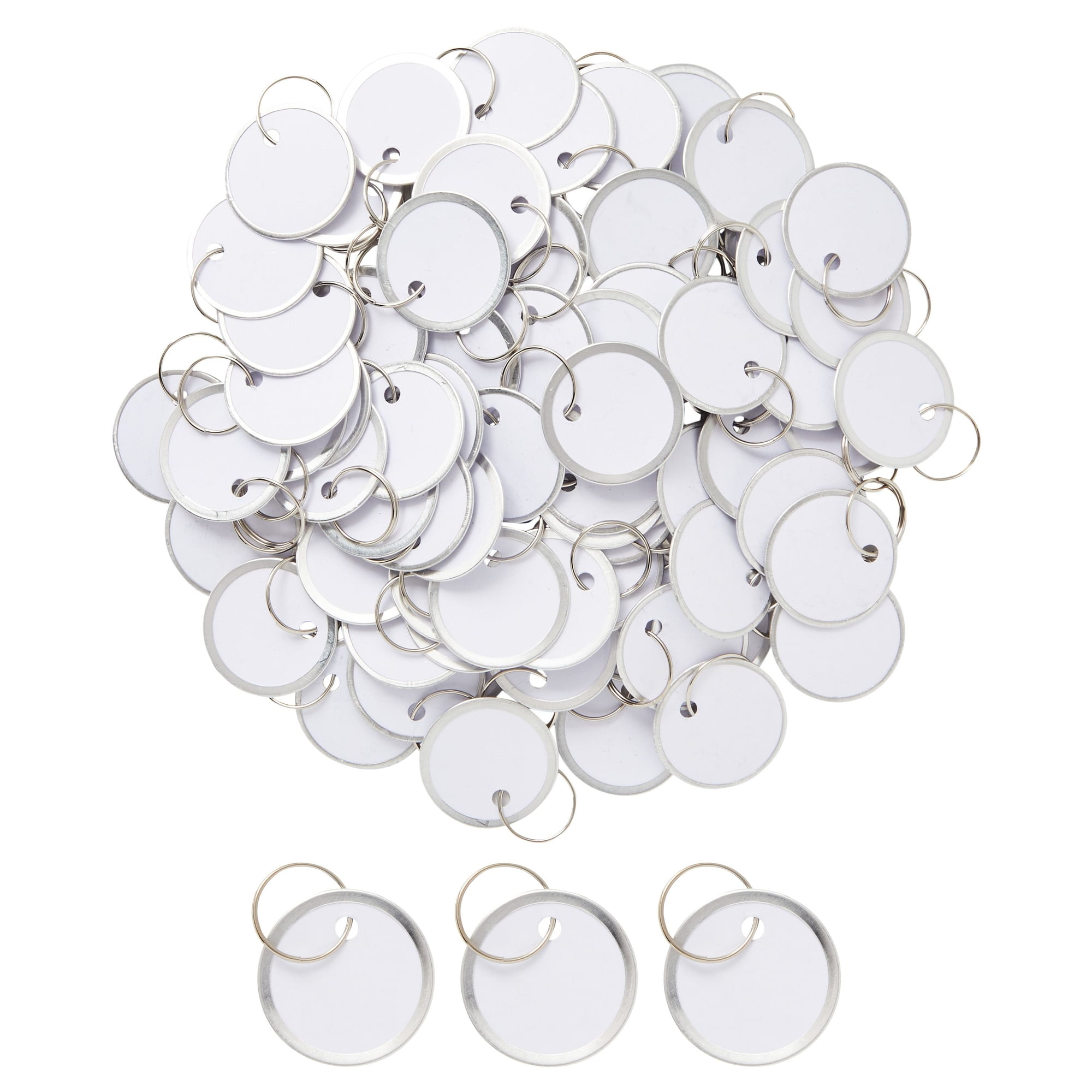 100-Pack White Paper Key Chain Tags with Writeable Labels and Metal ...