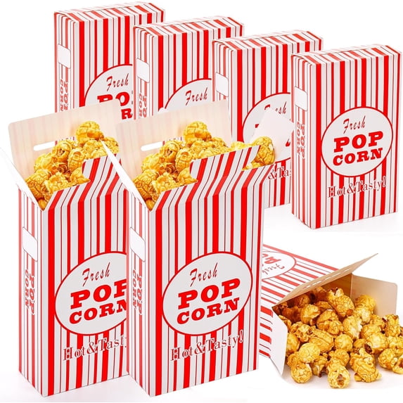 100 Pack Paper Popcorn Boxes, Close-Top Popcorn Containers Cups Bucket ...