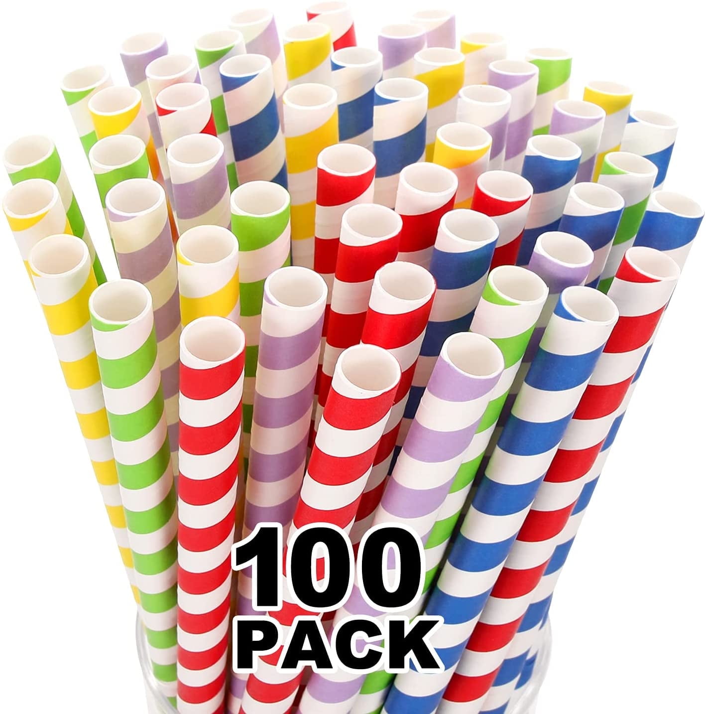 100 Pack Paper Smoothie Boba Straws - 6 mm Wide Biodegradable Straws ...