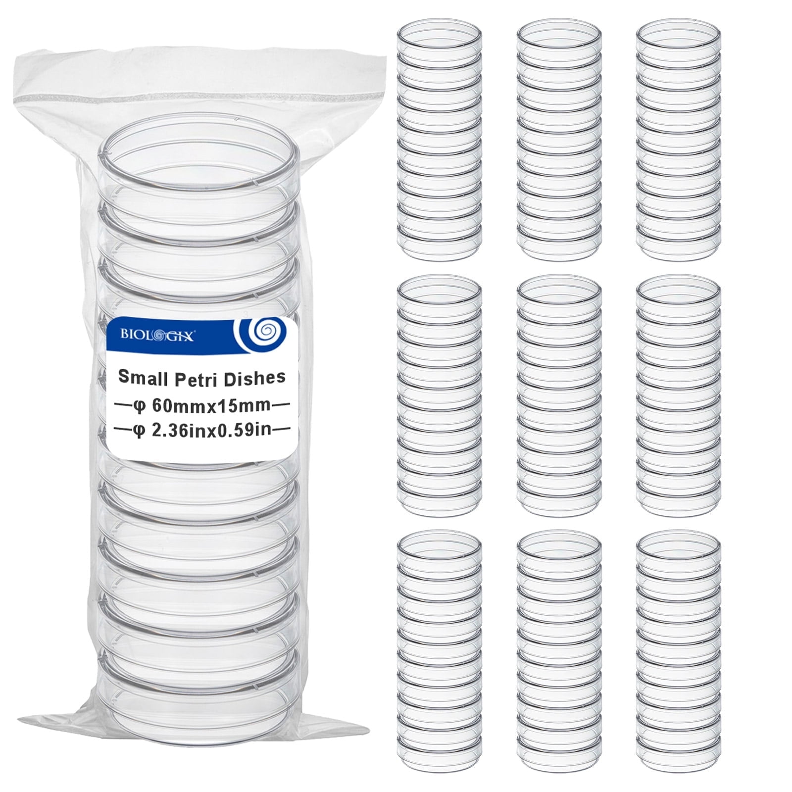 100 Pack Petri Dishes with Lids, 60×15mm Plastic Sterile Small Petri ...