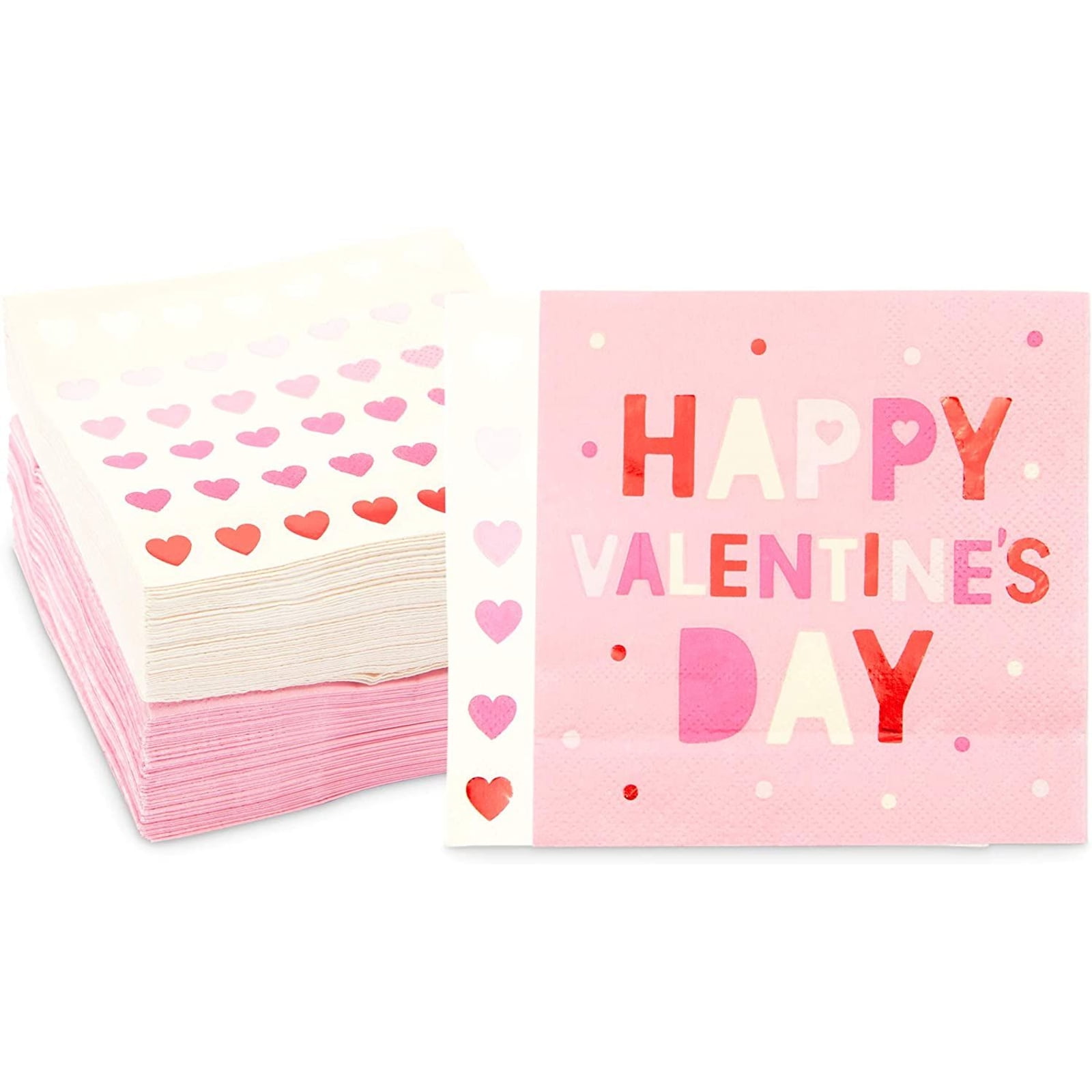 100 Pack Pink and Heart Themed Paper Napkins for Valentine Party ...