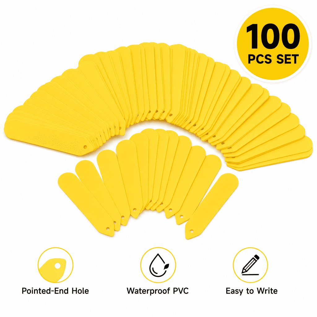 100-Pack Plant Labels with Hanging Hole at Pointed End, Yellow Stakes ...