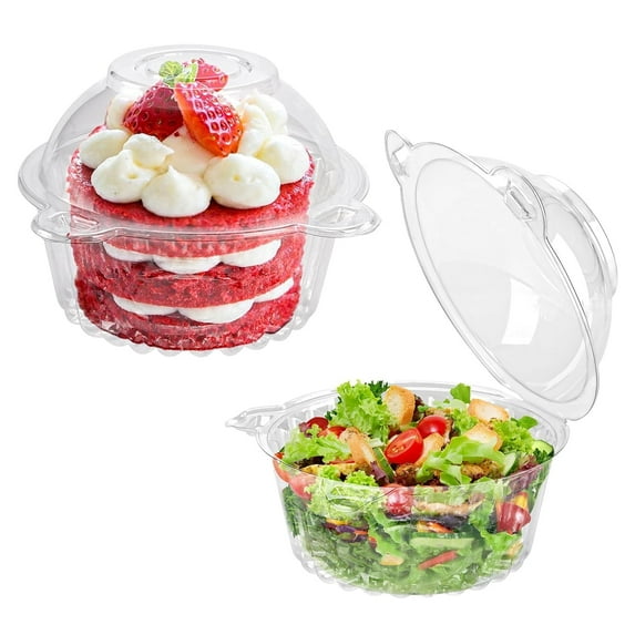 100-Pack Plastic Cupcake Containers Deep Dome Muffin Holders with Lids ...